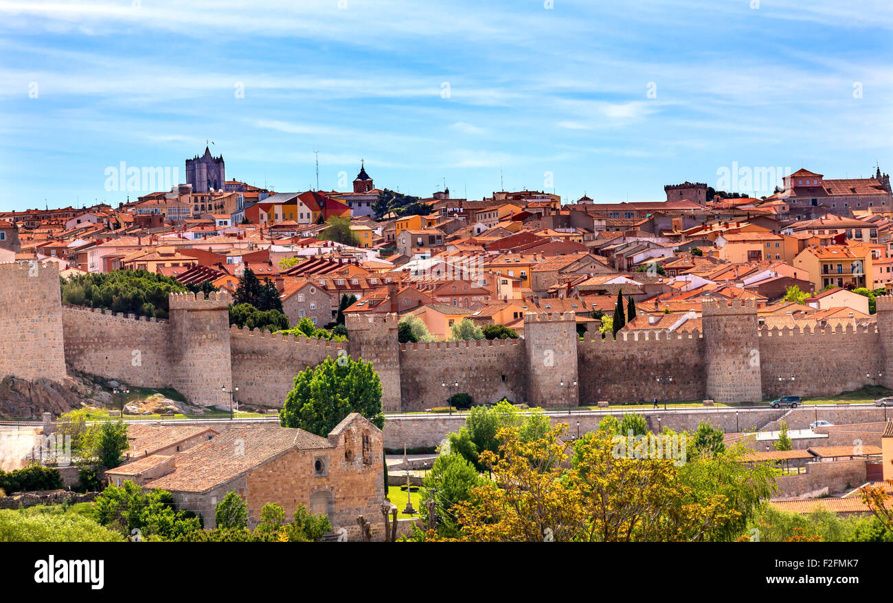Avila Ancient Medieval City Walls Castle Swallows Castile Spain. Avila ...
