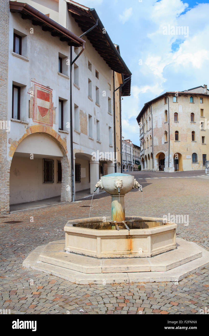 View of fountain in St. Marco square, Pordenone Stock Photo - Alamy