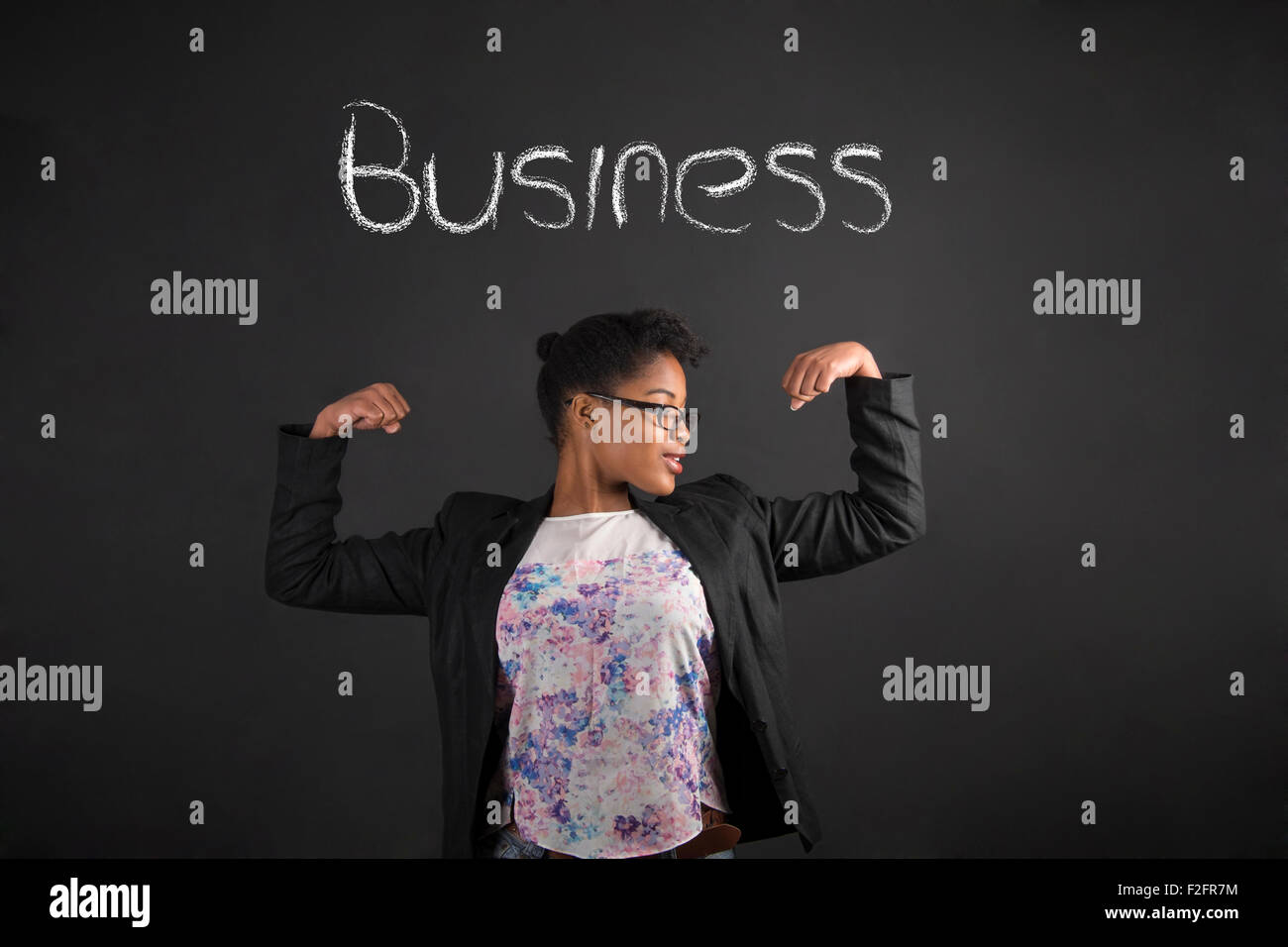 South African or African American black woman teacher or student with ...