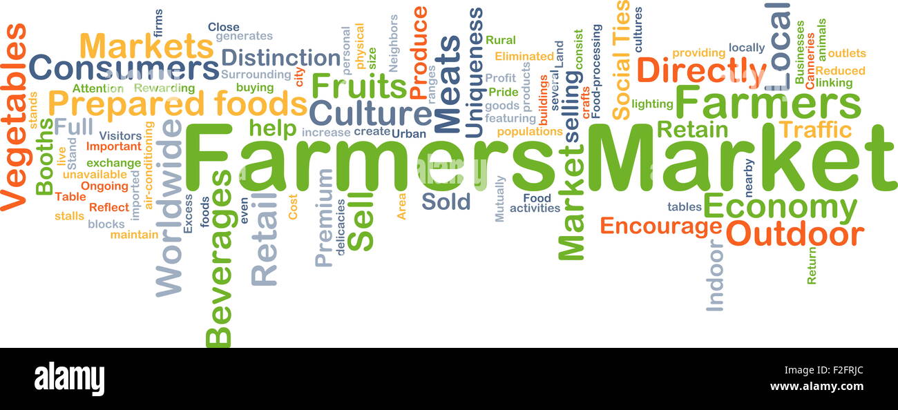 Background concept wordcloud illustration of farmer market Stock Photo ...