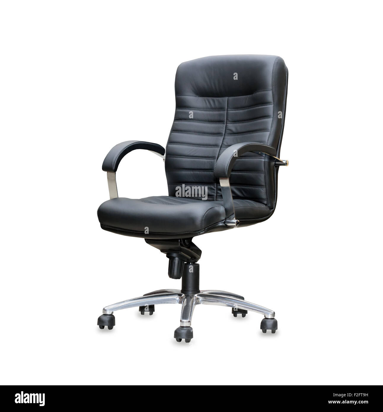 Modern office chair from black leather Stock Photo - Alamy