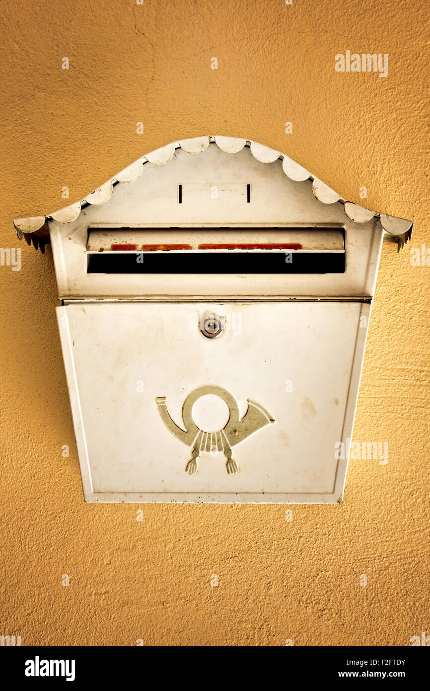 Old ancient mail box on brown wall Stock Photo - Alamy