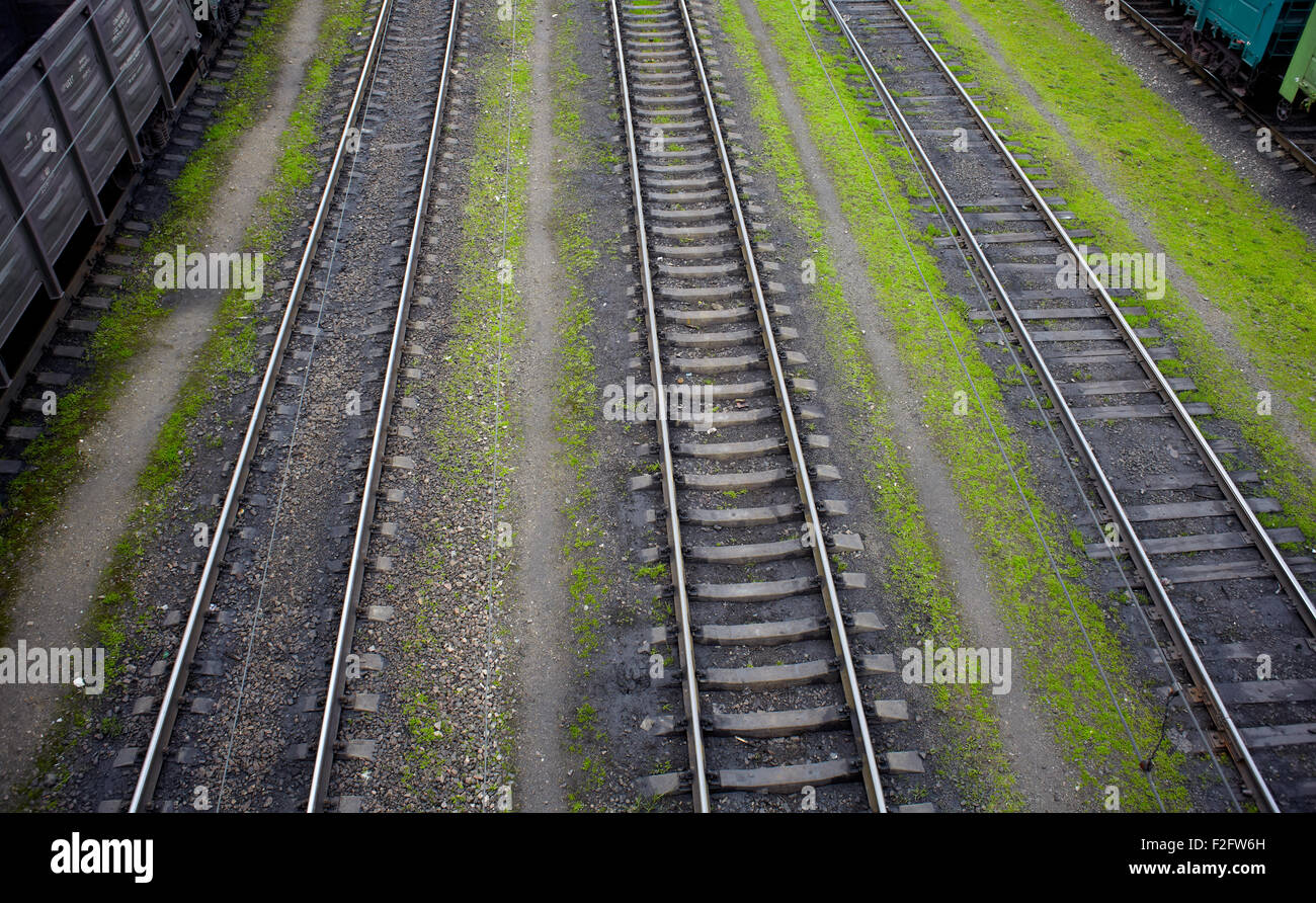 Photo of Railways on grass Stock Photo - Alamy