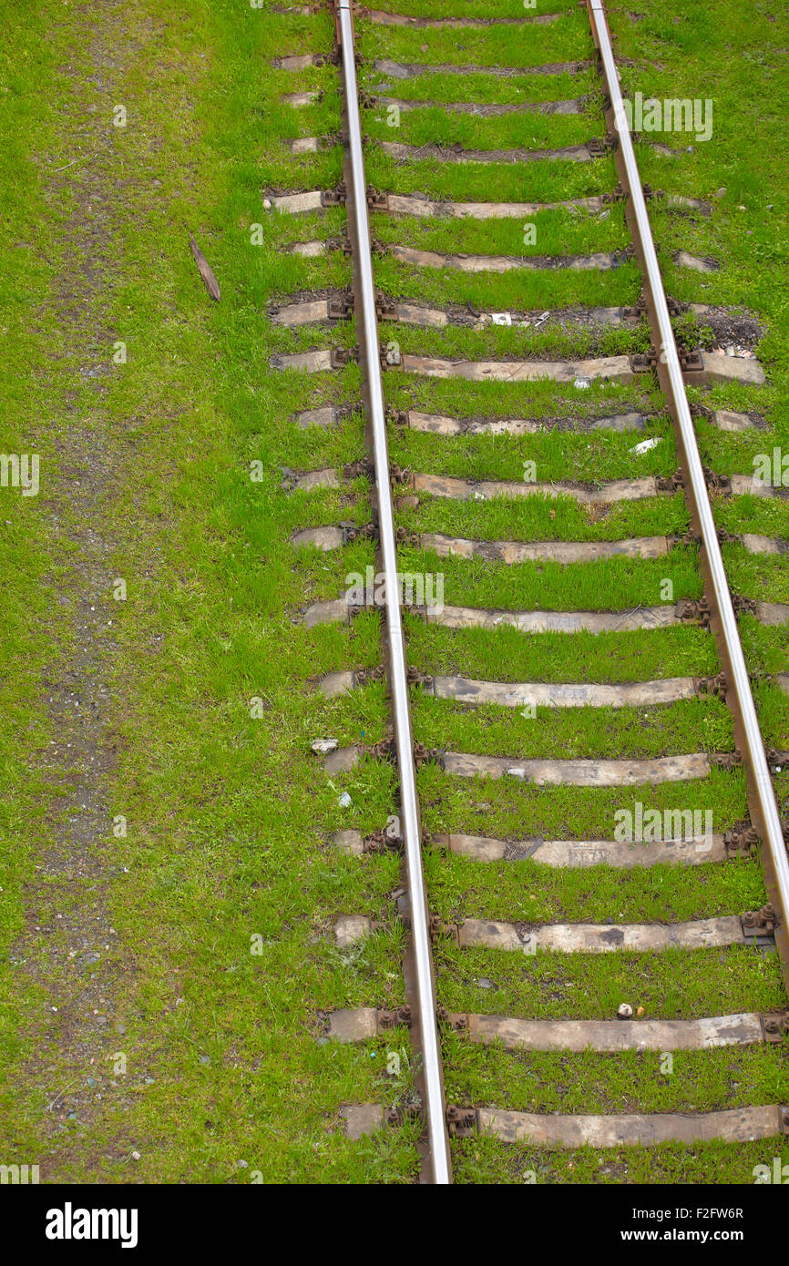 Photo of Railways on grass Stock Photo - Alamy