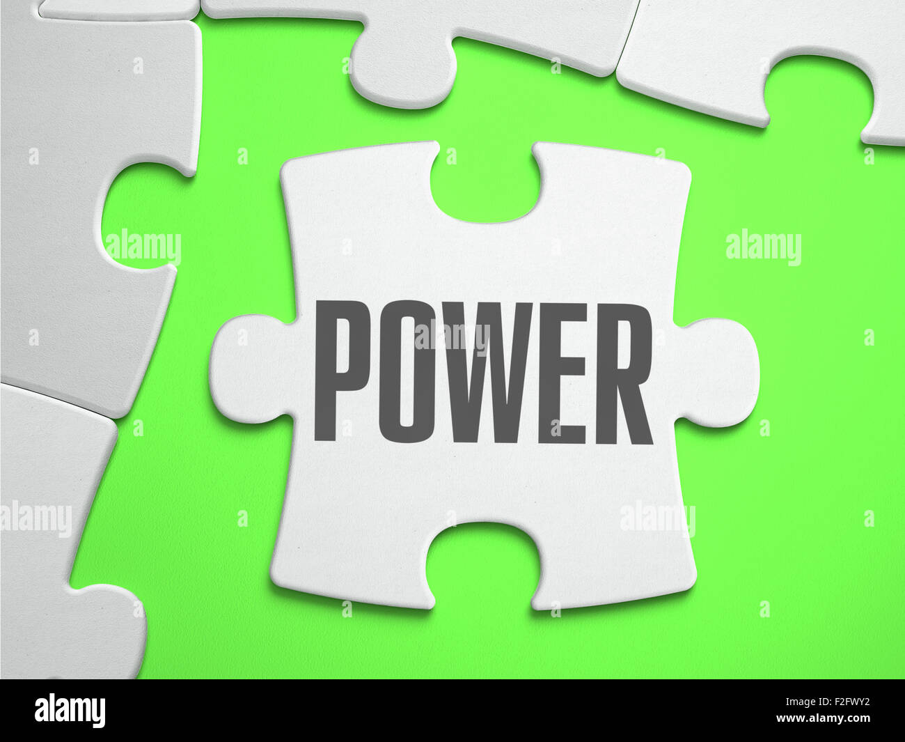 POWER - Jigsaw Puzzle with Missing Pieces. Bright Green Background ...