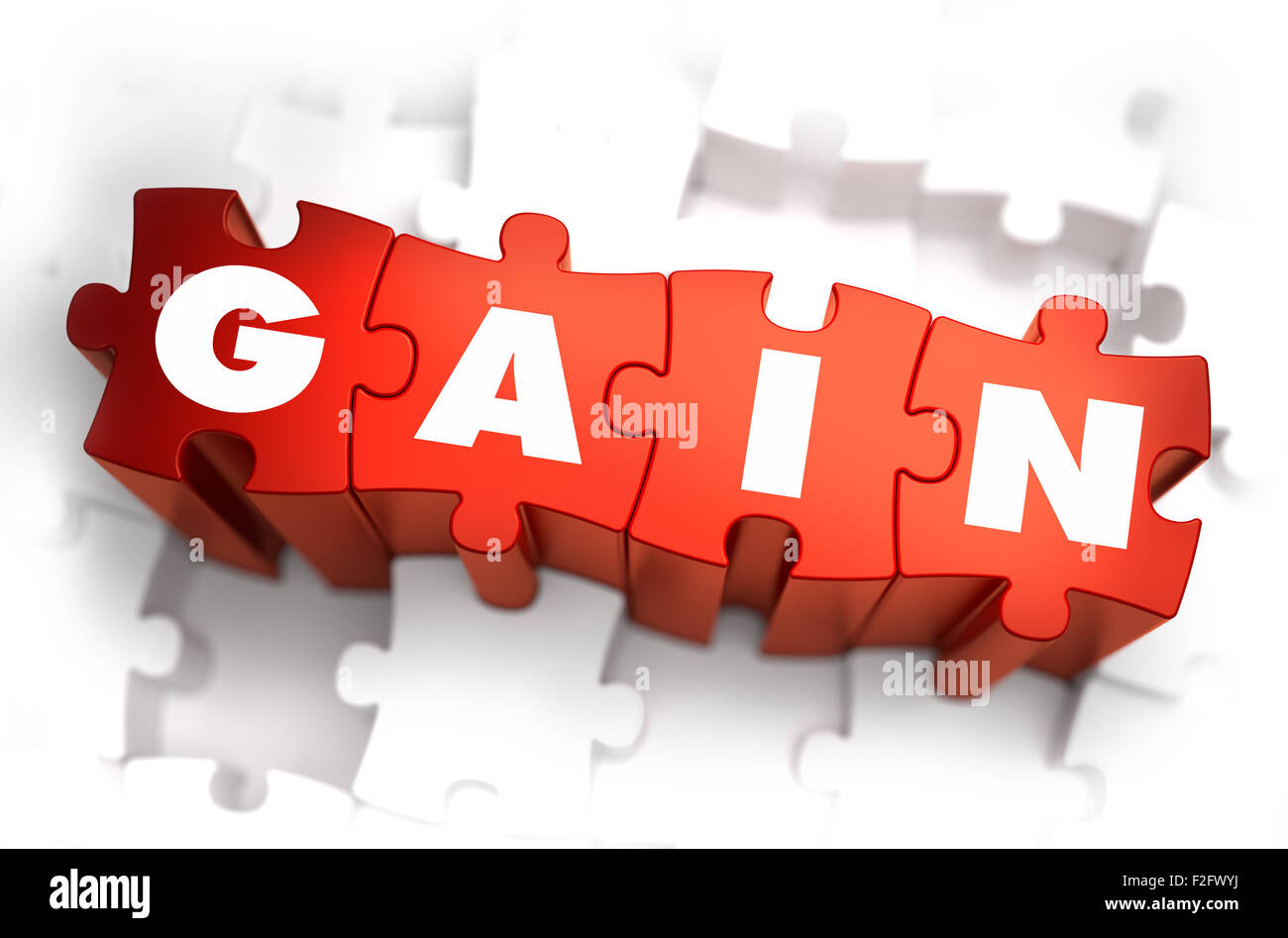 Gain - Text on Red Puzzles with White Background. 3D Render Stock Photo ...