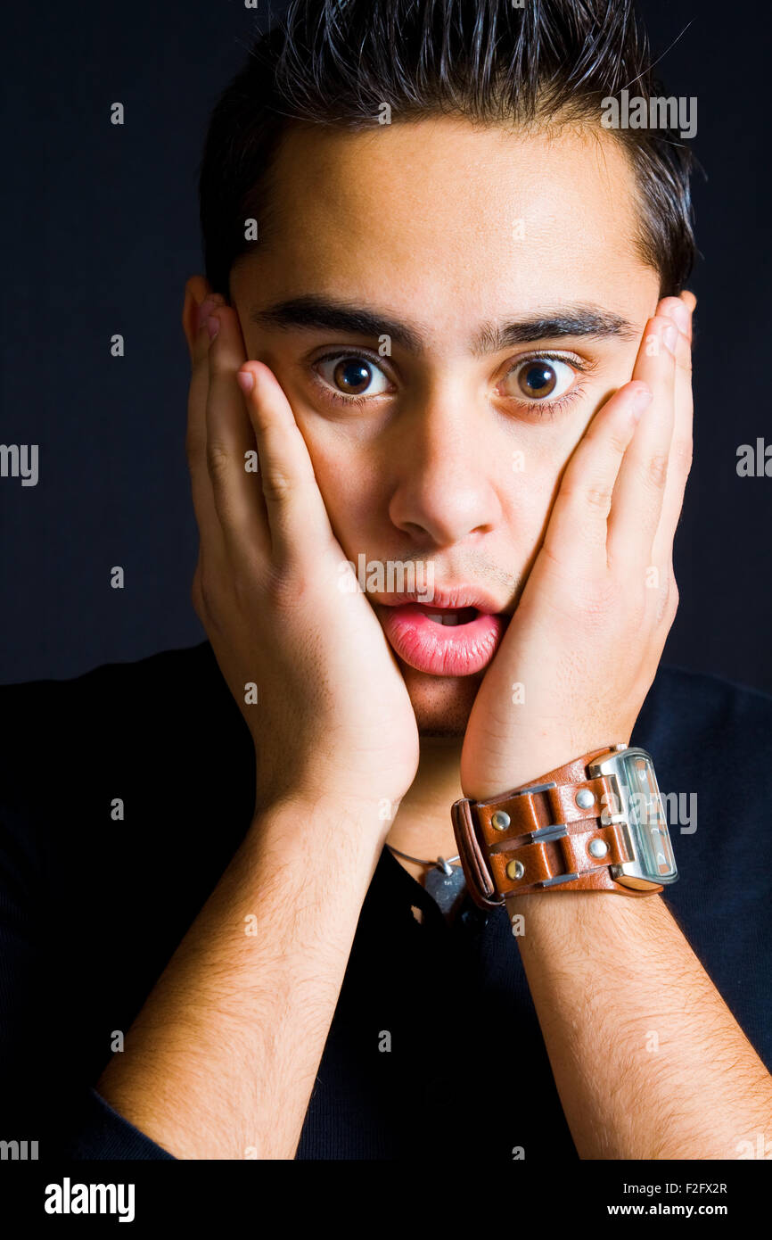 Hands over eyes latino hi-res stock photography and images - Alamy