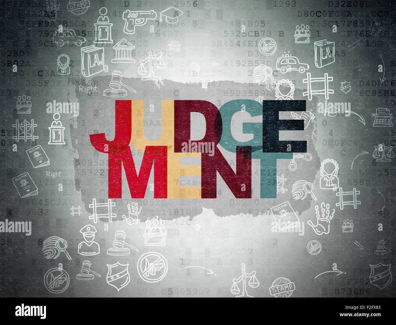 Law concept: Judgement on Digital Paper background Stock Photo - Alamy