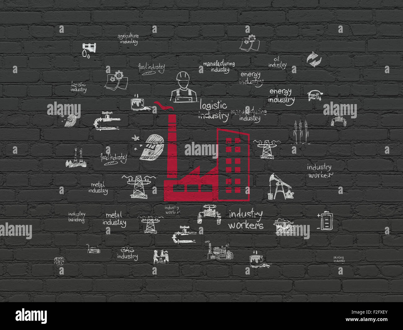 Manufacuring concept: Industry Building on wall background Stock Photo ...