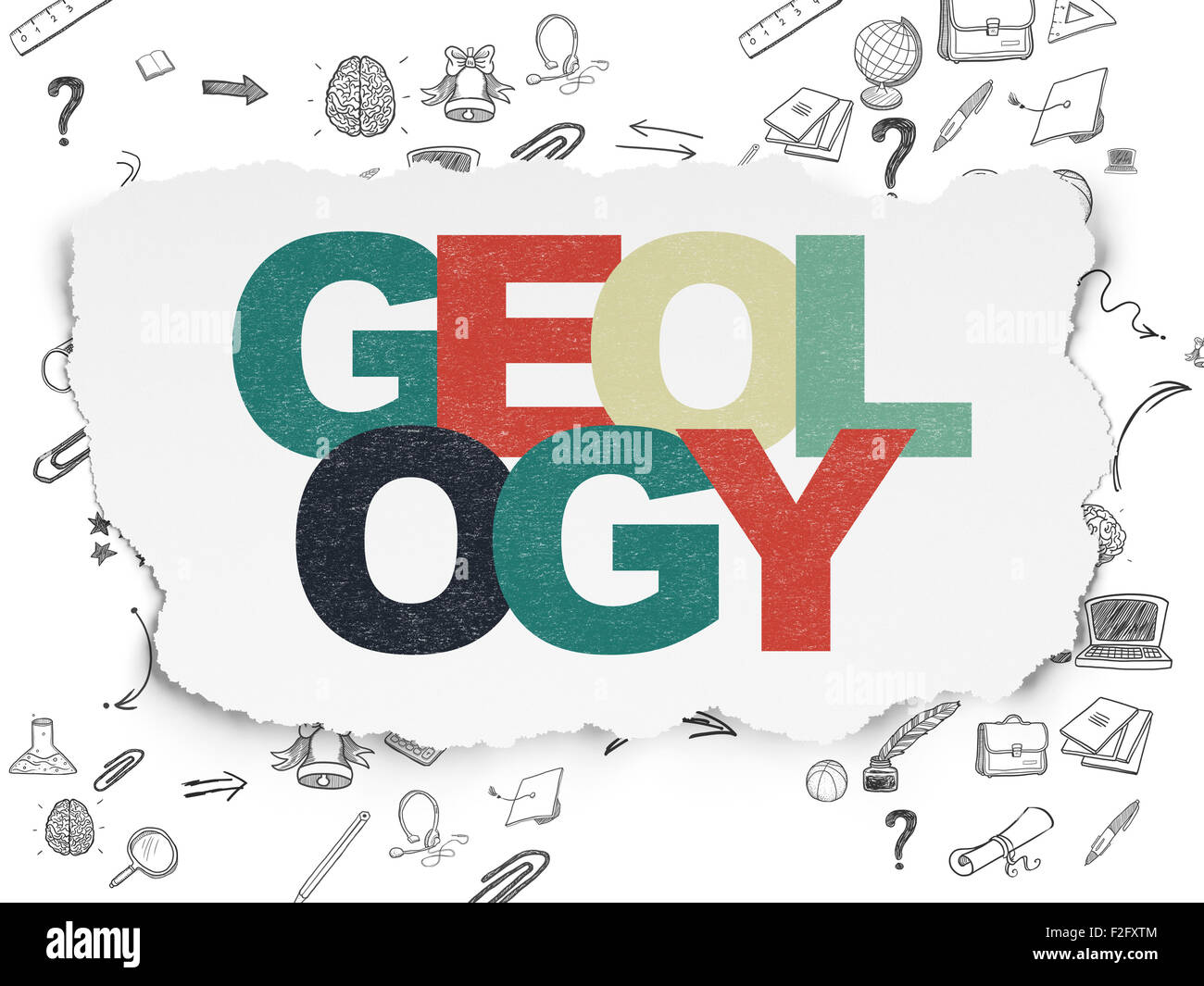 Studying concept: Geology on Torn Paper background Stock Photo - Alamy