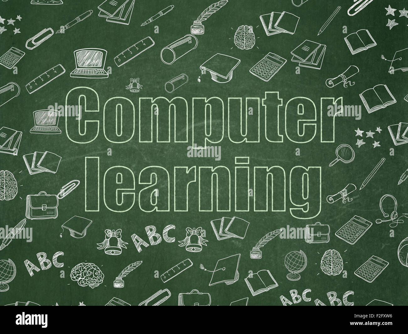 Education concept: Computer Learning on School Board background Stock ...