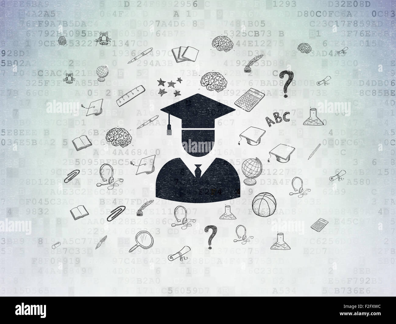Learning concept: Student on Digital Paper background Stock Photo - Alamy