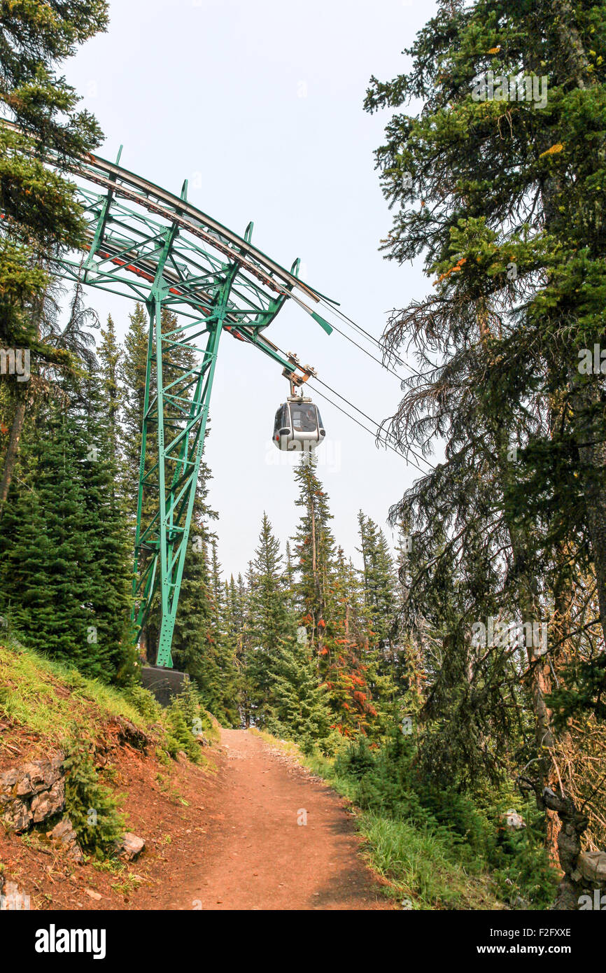 The cable car or gondola at Sulphur Mountain Banff Alberta Canada Stock ...