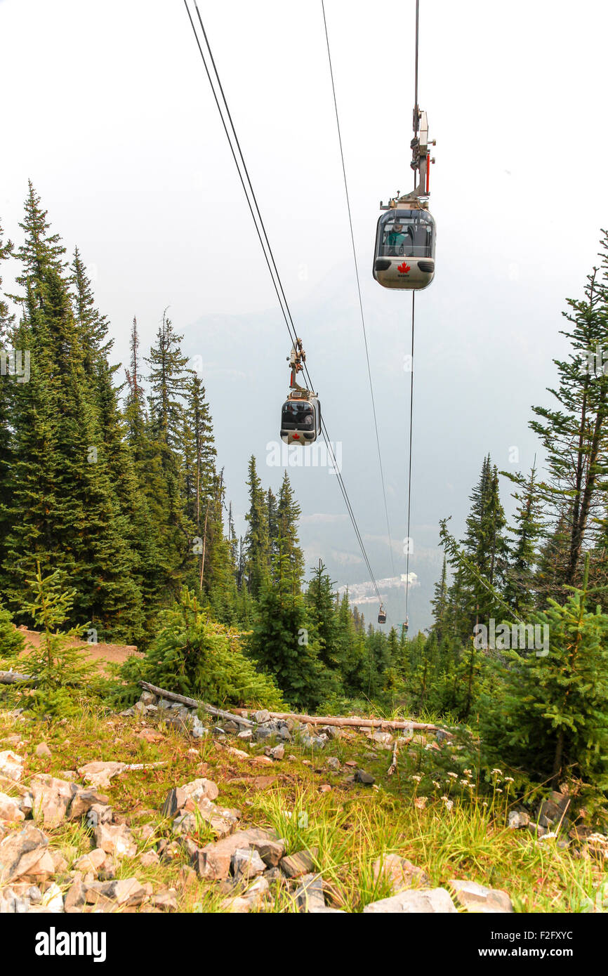 The cable car or gondola at Sulphur Mountain Banff Alberta Canada Stock ...