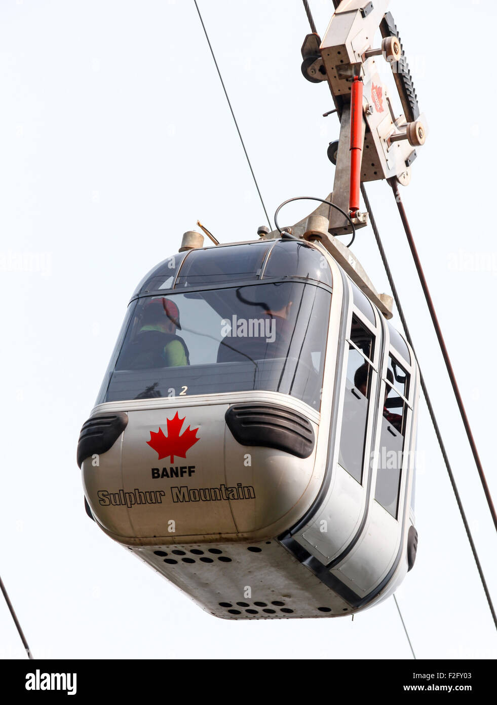 The cable car or gondola at Sulphur Mountain Banff Alberta Canada Stock ...