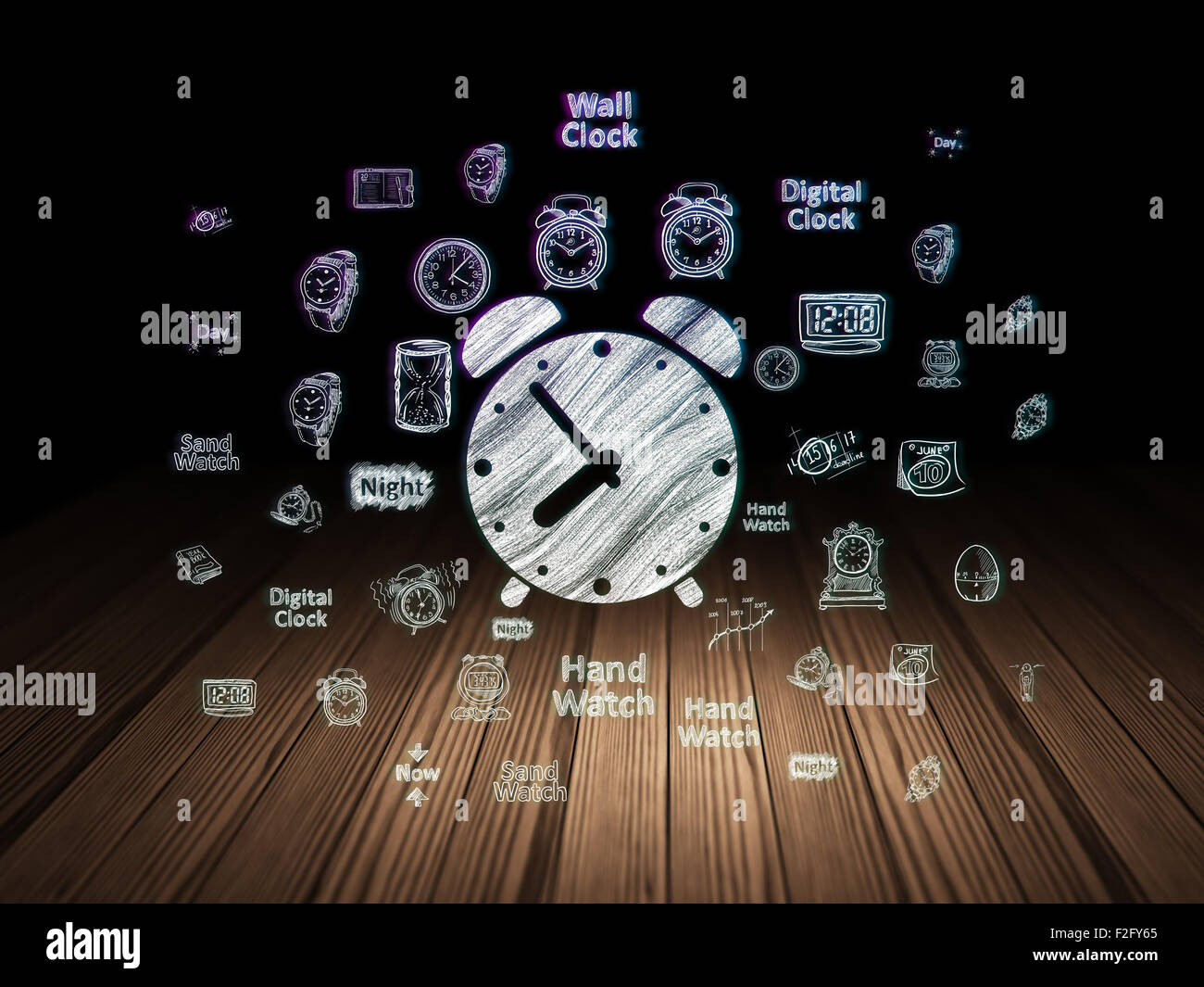Time concept: Alarm Clock in grunge dark room Stock Photo - Alamy