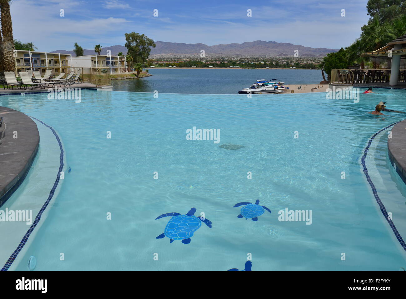 A pool at an American resort at Lake Havasu Stock Photo - Alamy