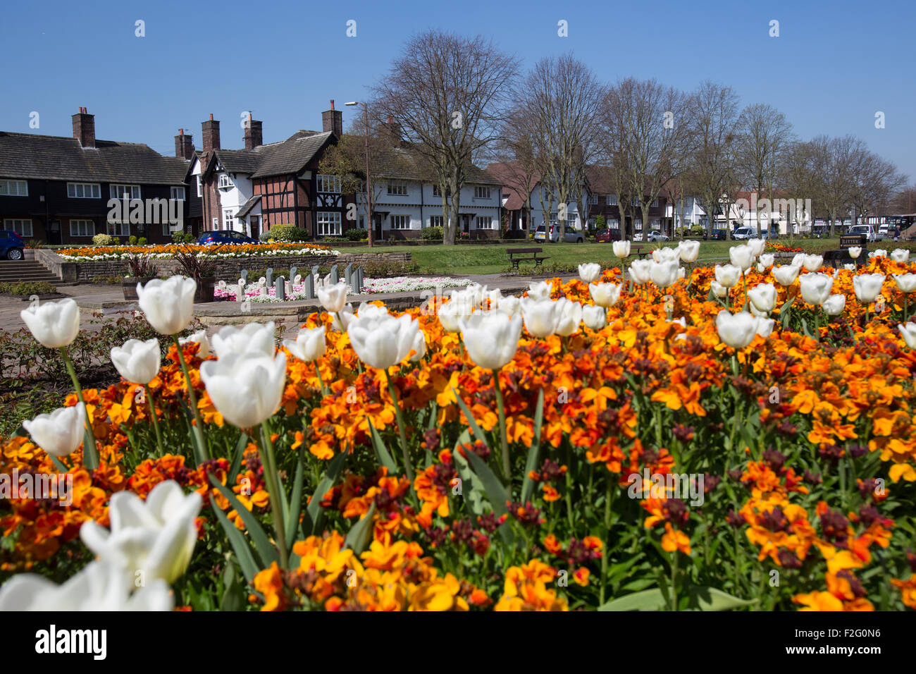 Village of Port Sunlight, England. Picturesque spring view of Port ...