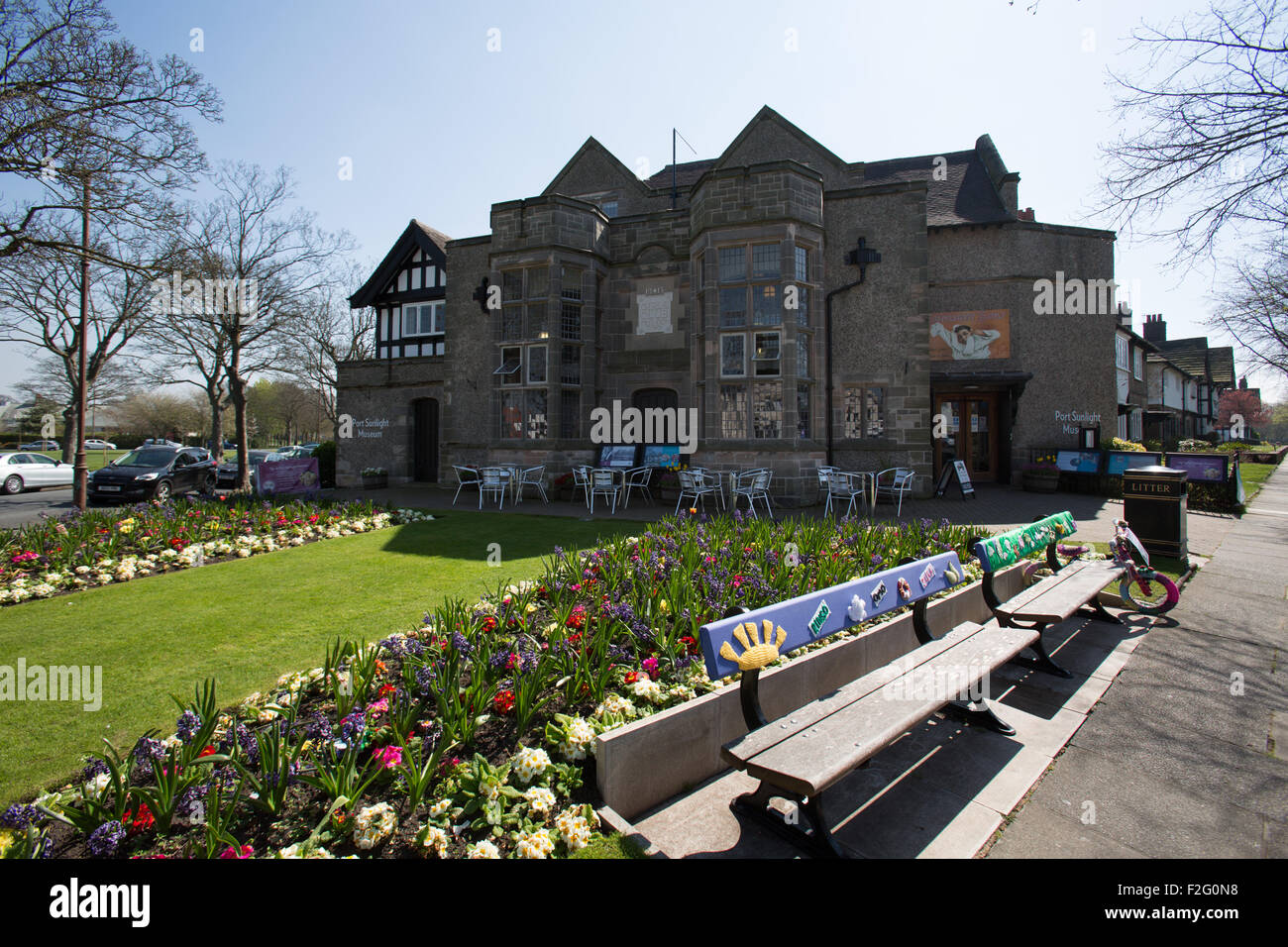 Village of Port Sunlight, England. Picturesque spring view of the Port ...