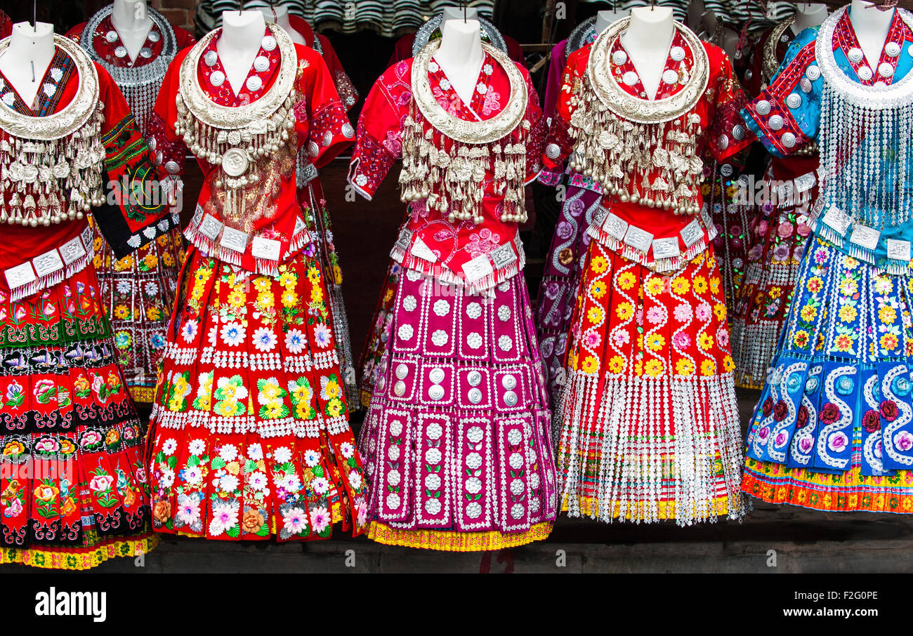 Ttraditional Miao dresses, Xijiang Miao Village, Guizhou, China Stock ...