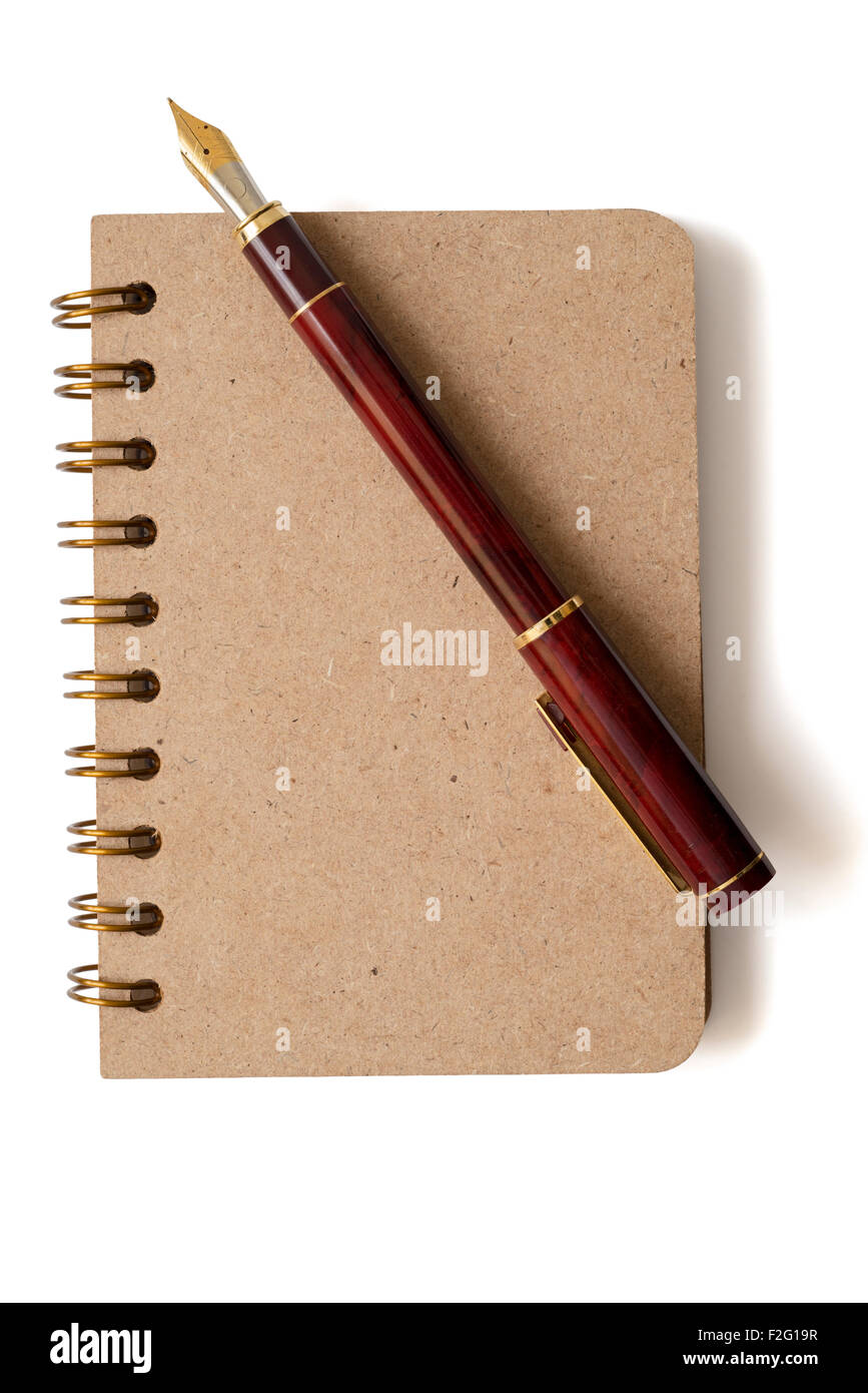 notebook and fountain pen isolated on white Stock Photo - Alamy