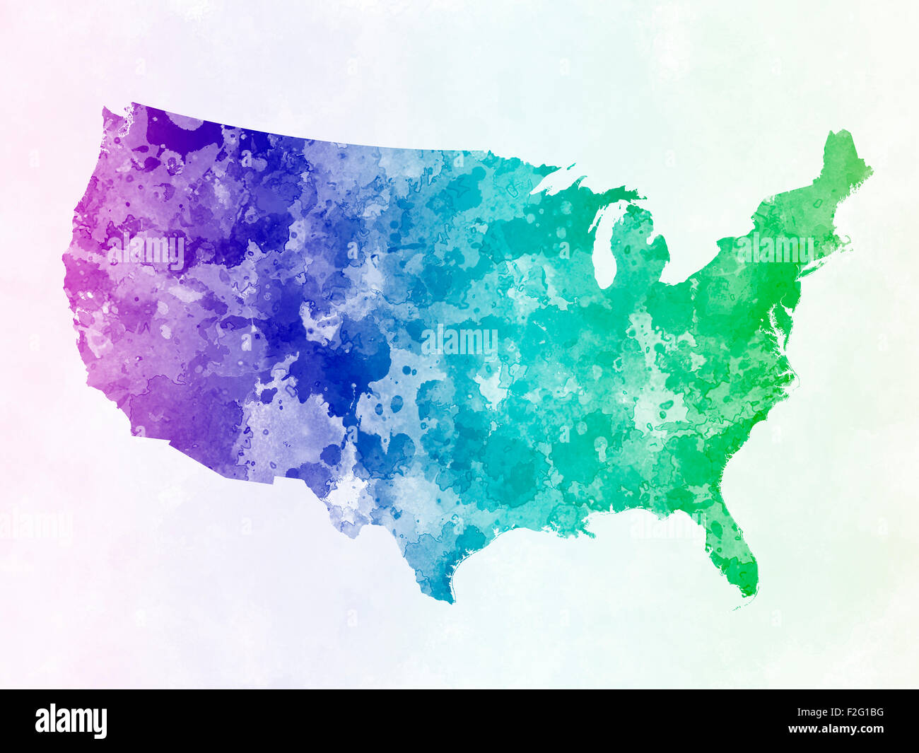 USA map in watercolor painting abstract splatters Stock Photo - Alamy