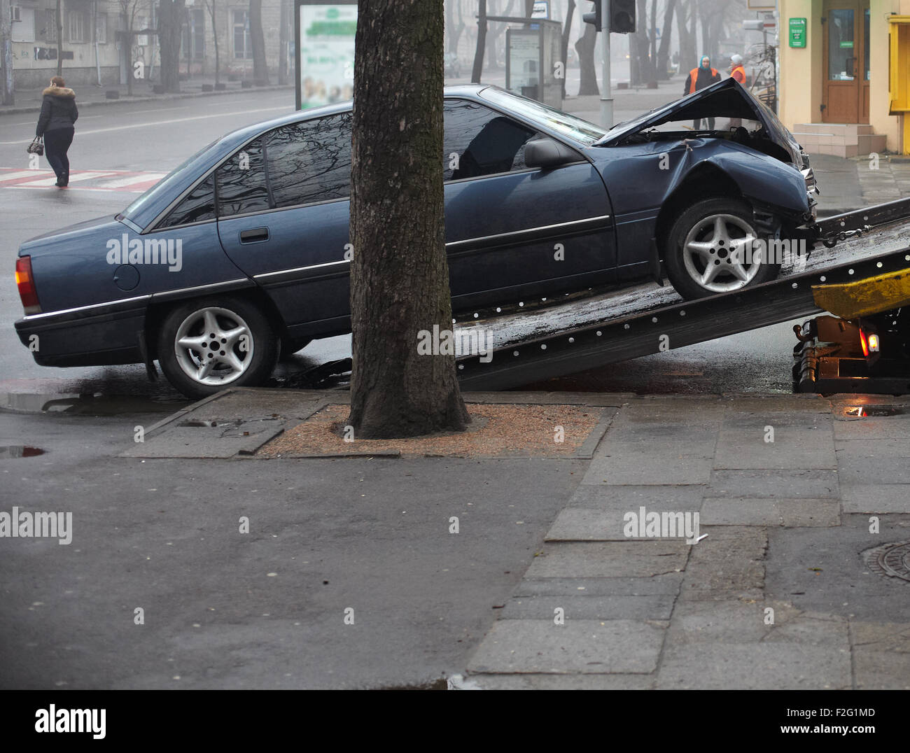 Scene of a car crash Stock Photo - Alamy