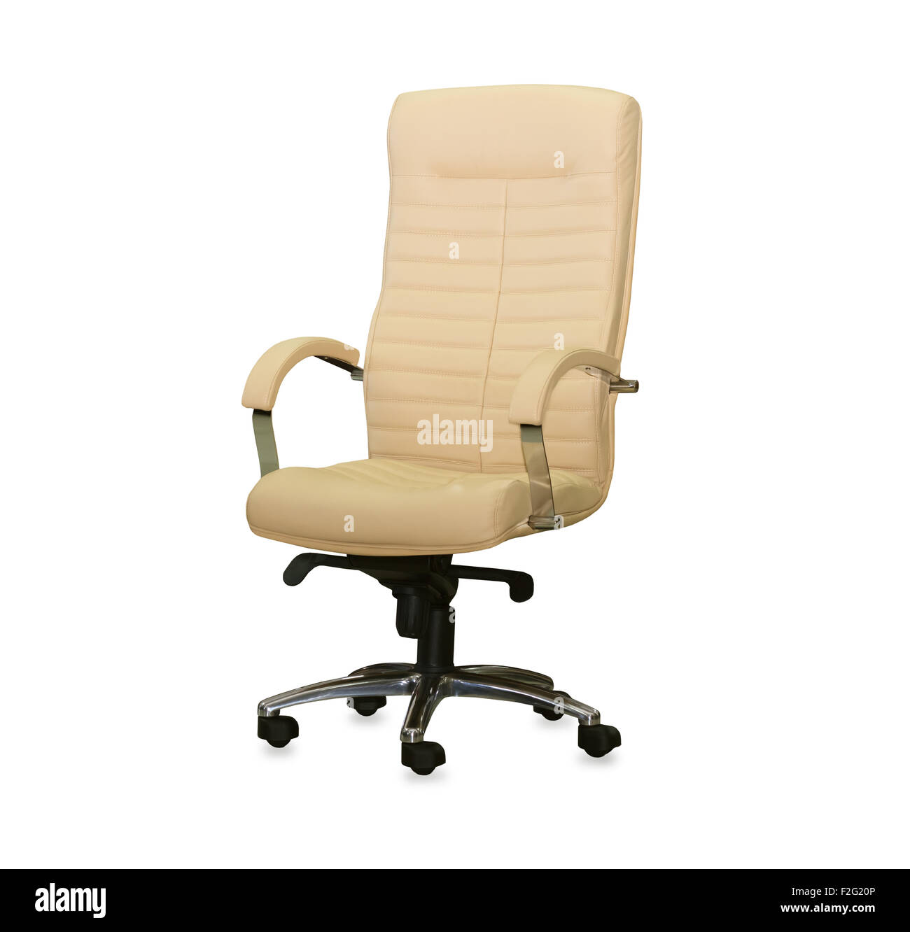 Modern office chair from beige leather Stock Photo - Alamy
