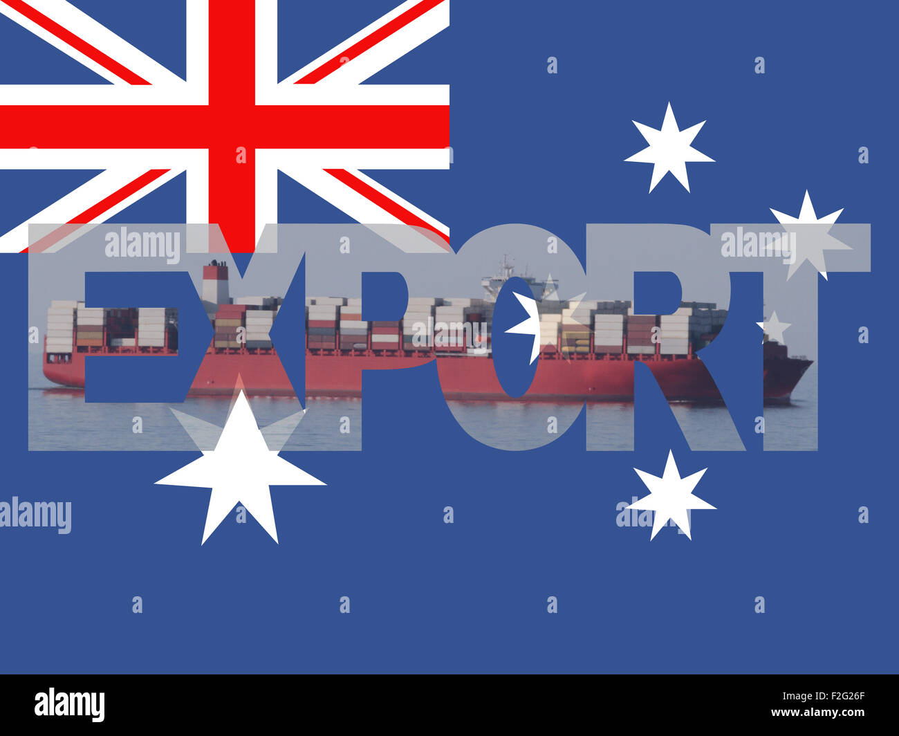 Container ship with export text and Australia flag illustration Stock ...