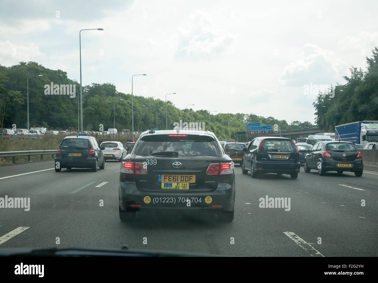 Traffic jam delay queue cars vehicles on M25 motorway, England, UK ...