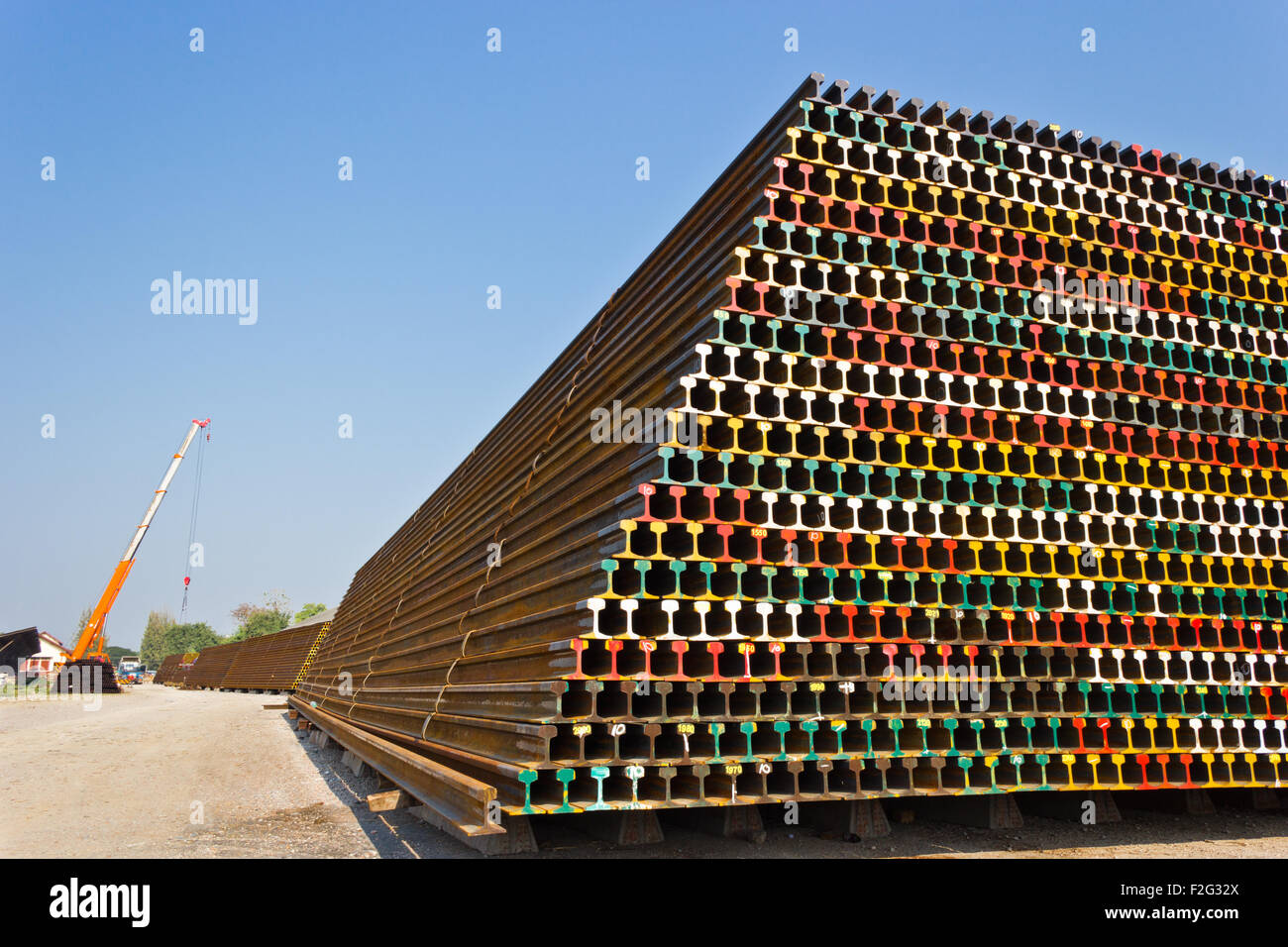 stack of railway with blue sky Stock Photo - Alamy