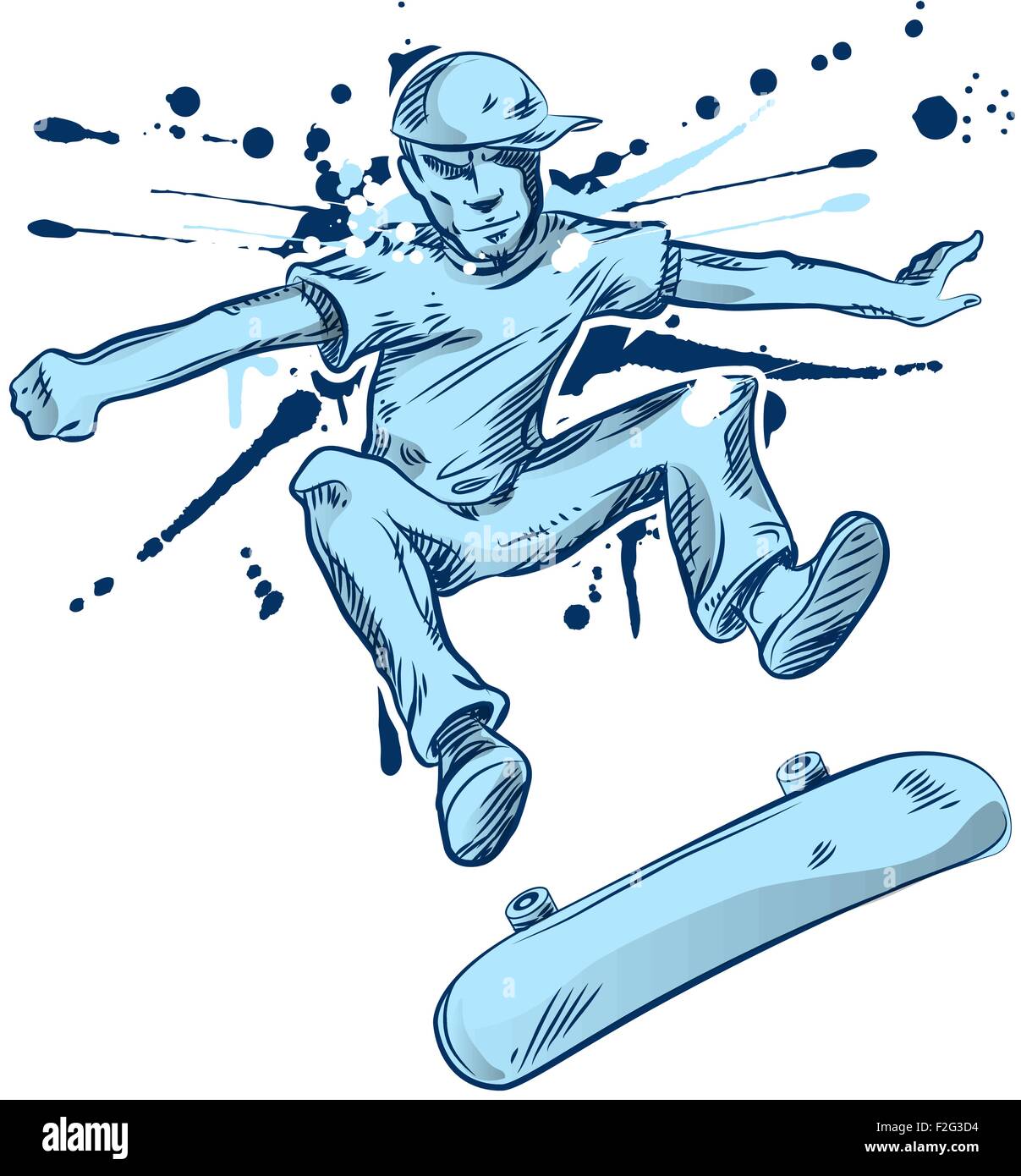 skater hand draw on white background Stock Vector Image & Art - Alamy