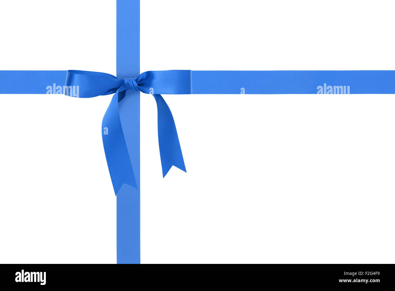 blue ribbon cross with bow with tails isolated on white Stock Photo - Alamy