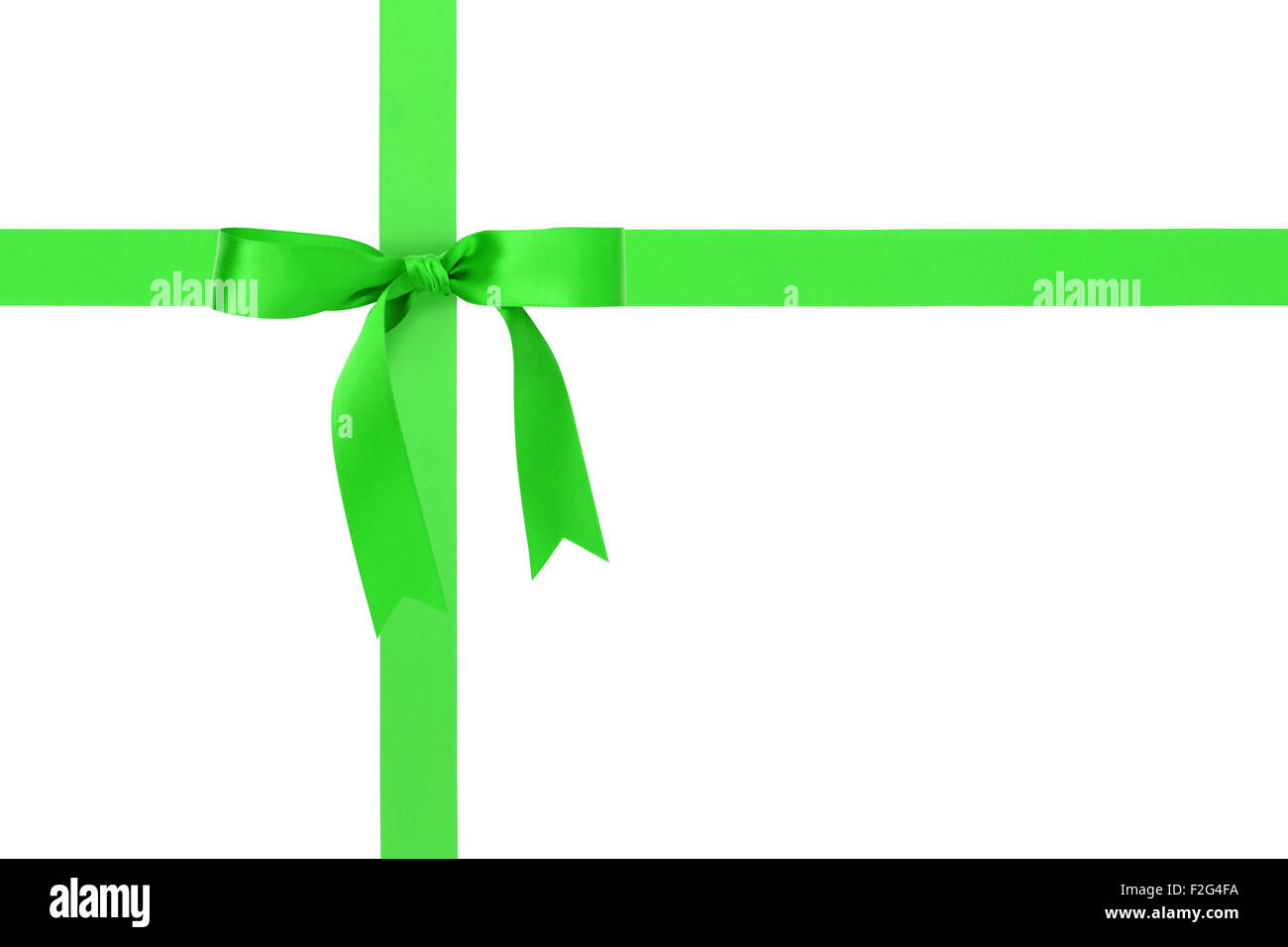 green ribbon cross with bow with tails isolated on white Stock Photo ...
