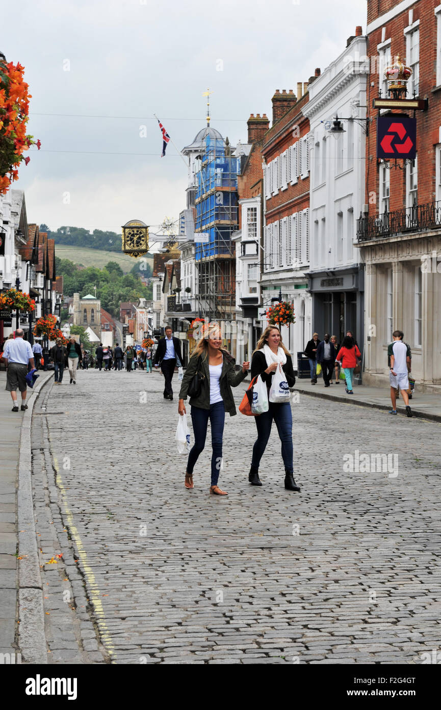 Guildford Surrey UK - Shoppers in The High Street Stock Photo - Alamy