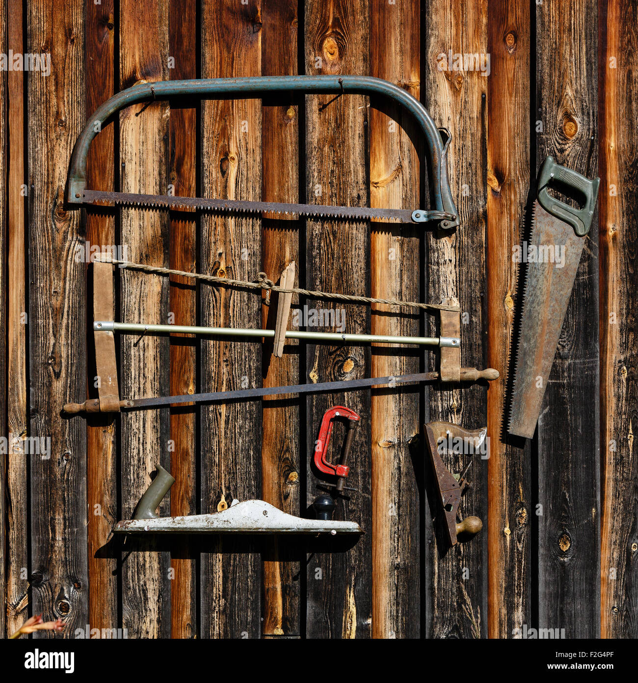 Carpentry tools on wall hi-res stock photography and images - Alamy