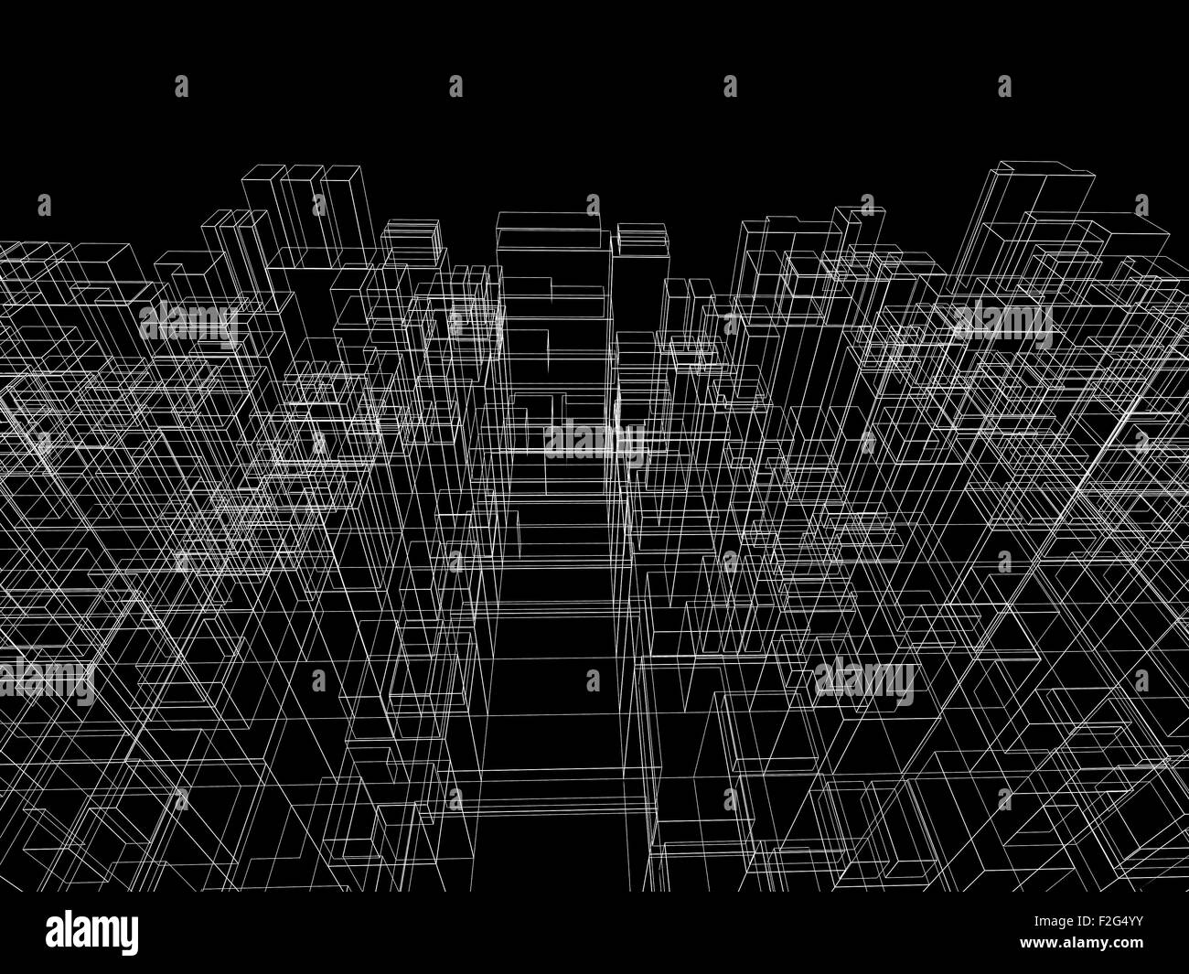 Digital background with cubic 3d structure, white wire-frame lines over ...
