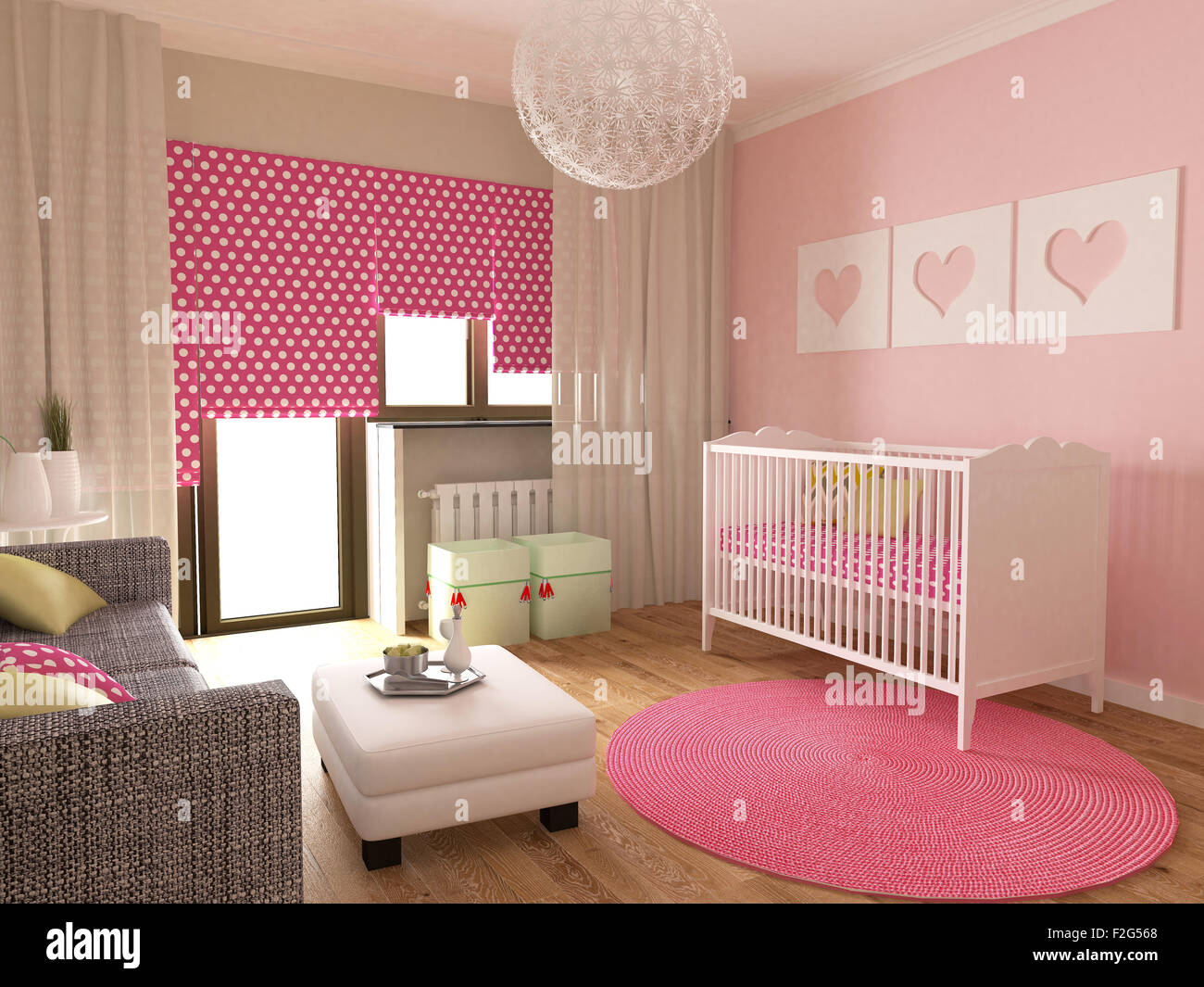 girl's room interior, 3d render Stock Photo - Alamy