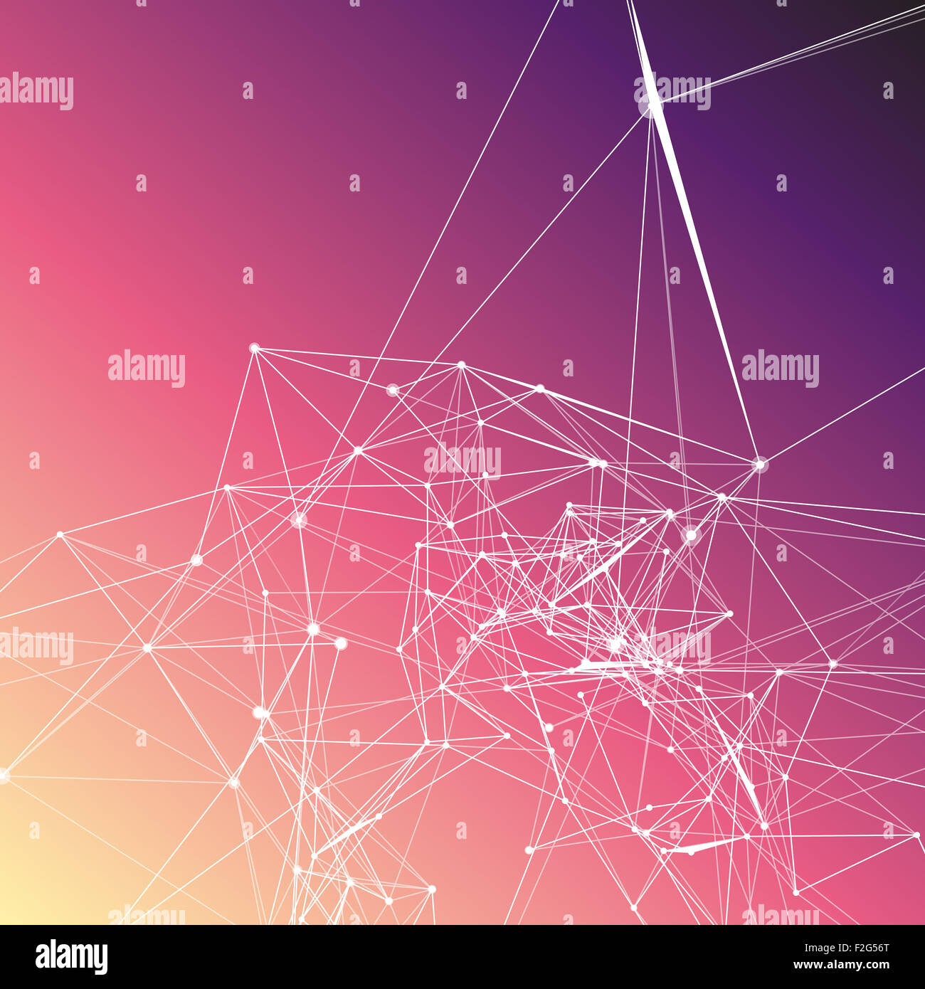 Sunrise colors abstract background gradient. Connecting dots with lines ...
