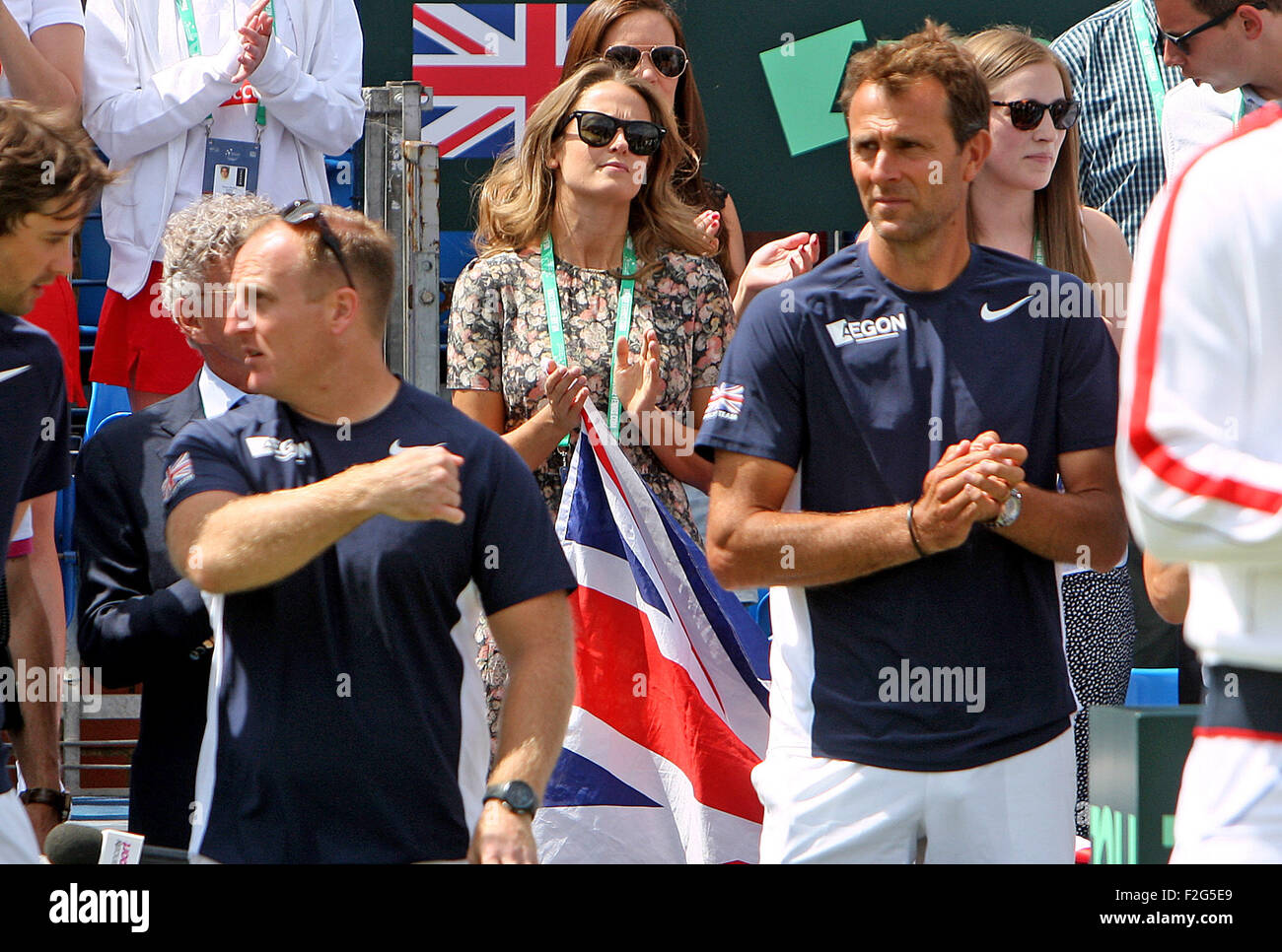 Kim Murray watches her husband Andy Murray in the Davis Cup Doubles ...