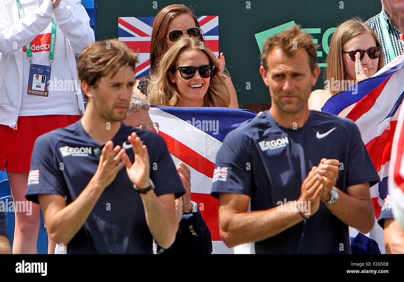 Kim Murray watches her husband Andy Murray in the Davis Cup Doubles ...