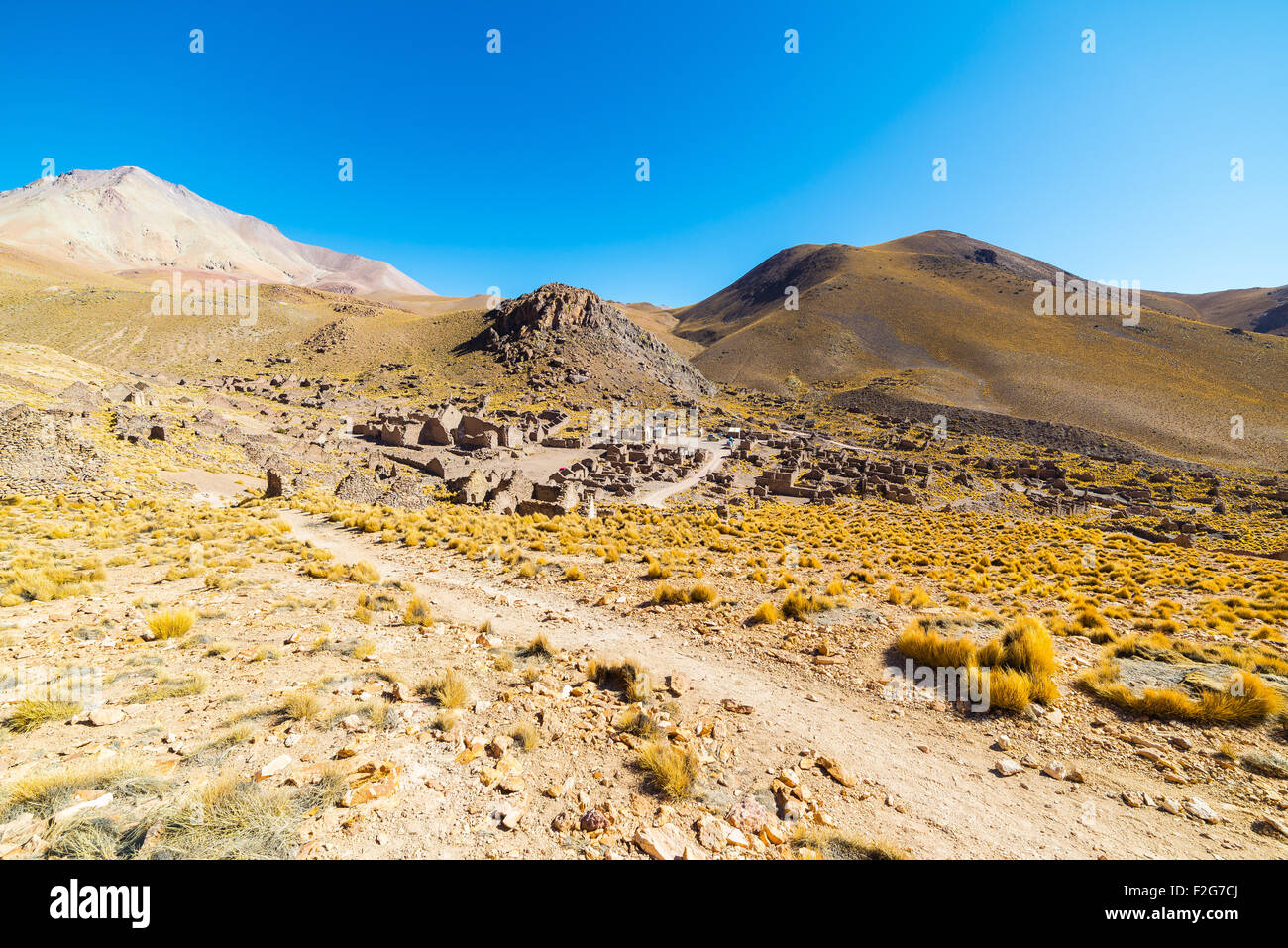 High altitude barren mountain range on the highlands of the Andes on ...