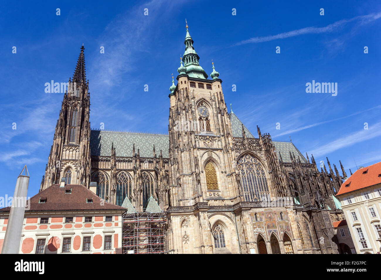 Prague Castle Cathedral day view from the Third Courtyard, Prague ...