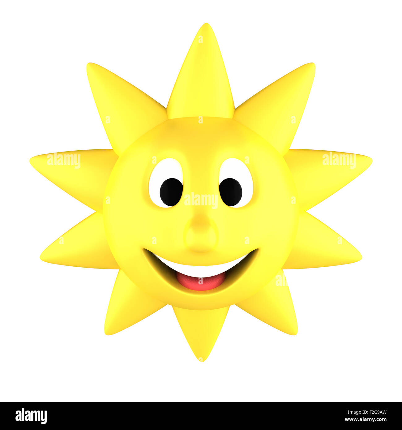 Yellow sun smiling, isolated on white background Stock Photo - Alamy