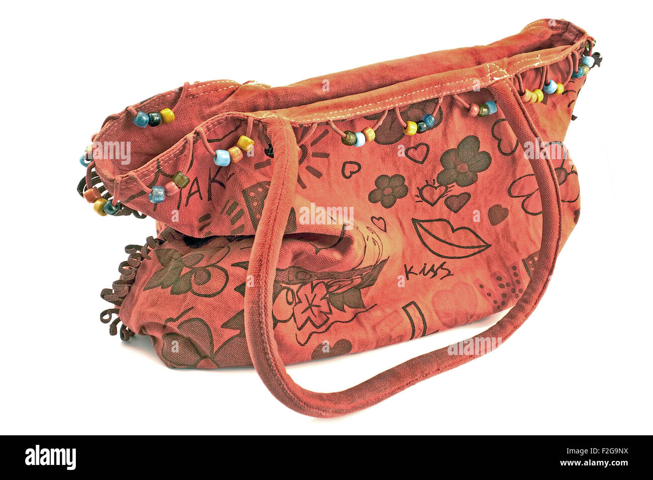 Red canvas bag isolated on white Stock Photo - Alamy