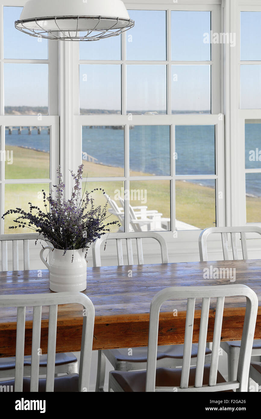 Dining room with sea view Stock Photo - Alamy