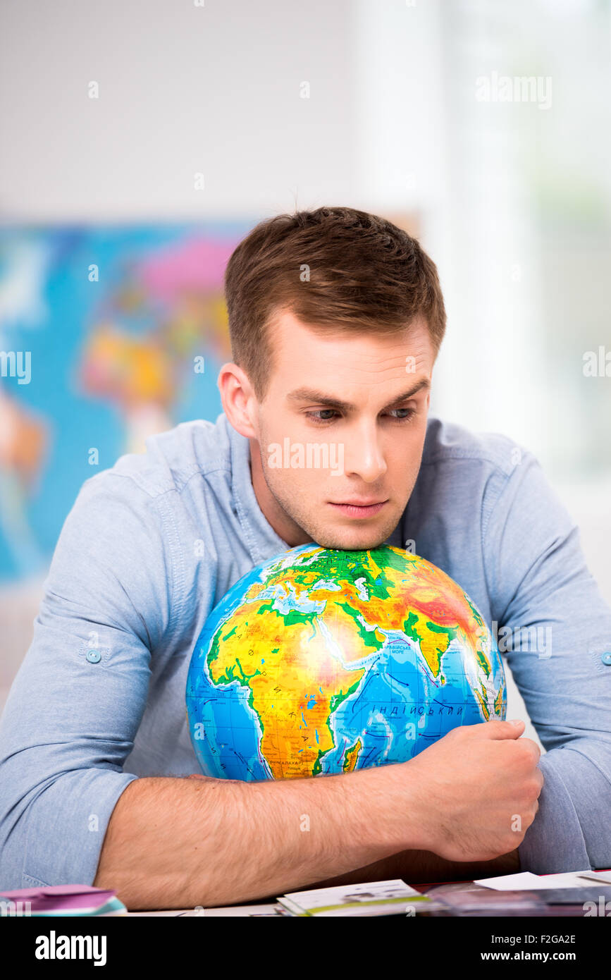 Creative concept for male tourist Stock Photo - Alamy