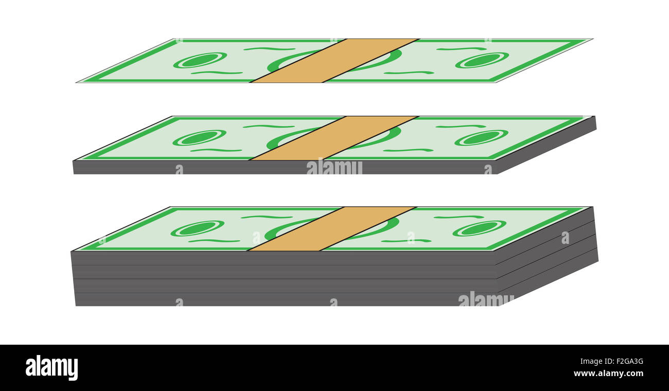 Cartoon money, dollar banknote, paper bill. Vector illustration ...