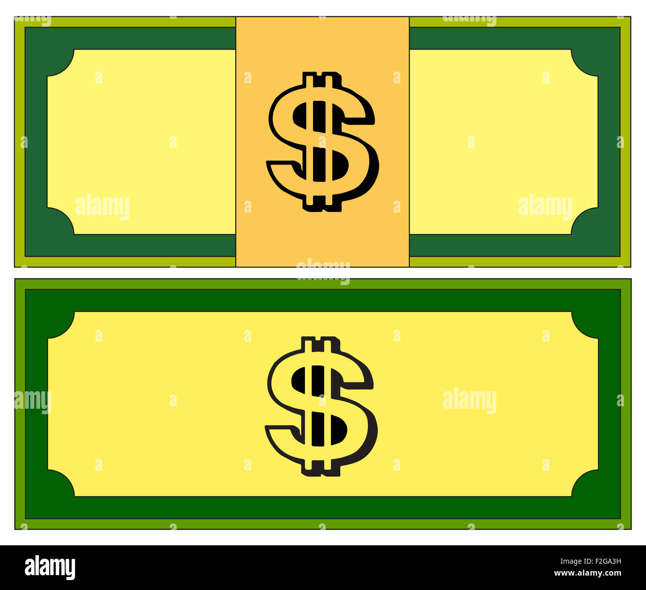Cartoon money, dollar banknote, paper bill. Vector illustration ...
