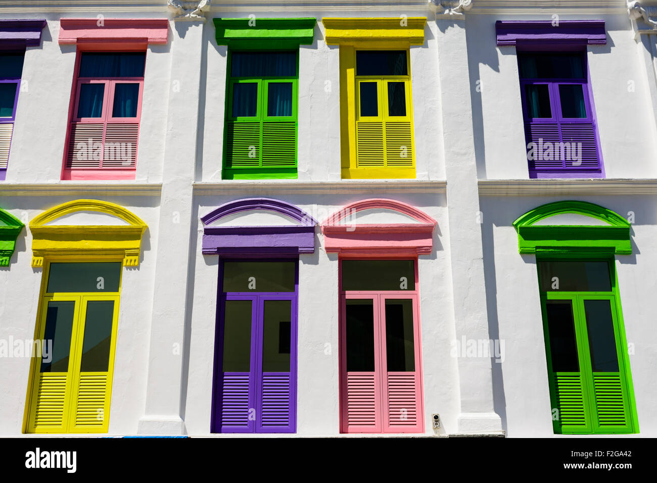 Facade and Windows of Shophouse Stock Photo - Alamy